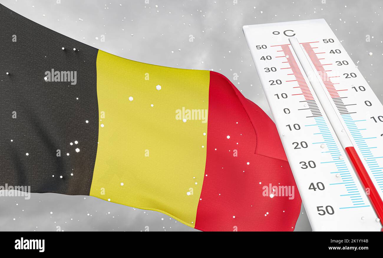 Hiver en Belgique avec froid sévère, température négative, saison ...