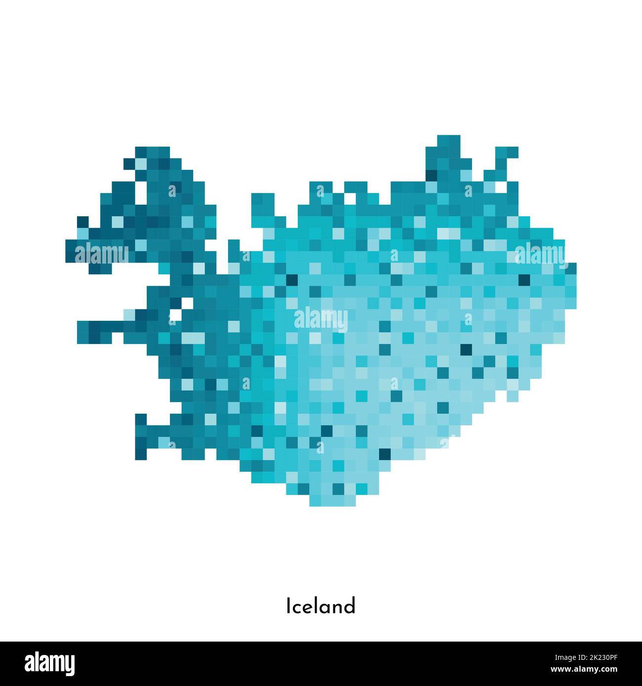 Illustration géométrique à vecteur isolé avec une simple forme bleu glacé de la carte d'Islande ...