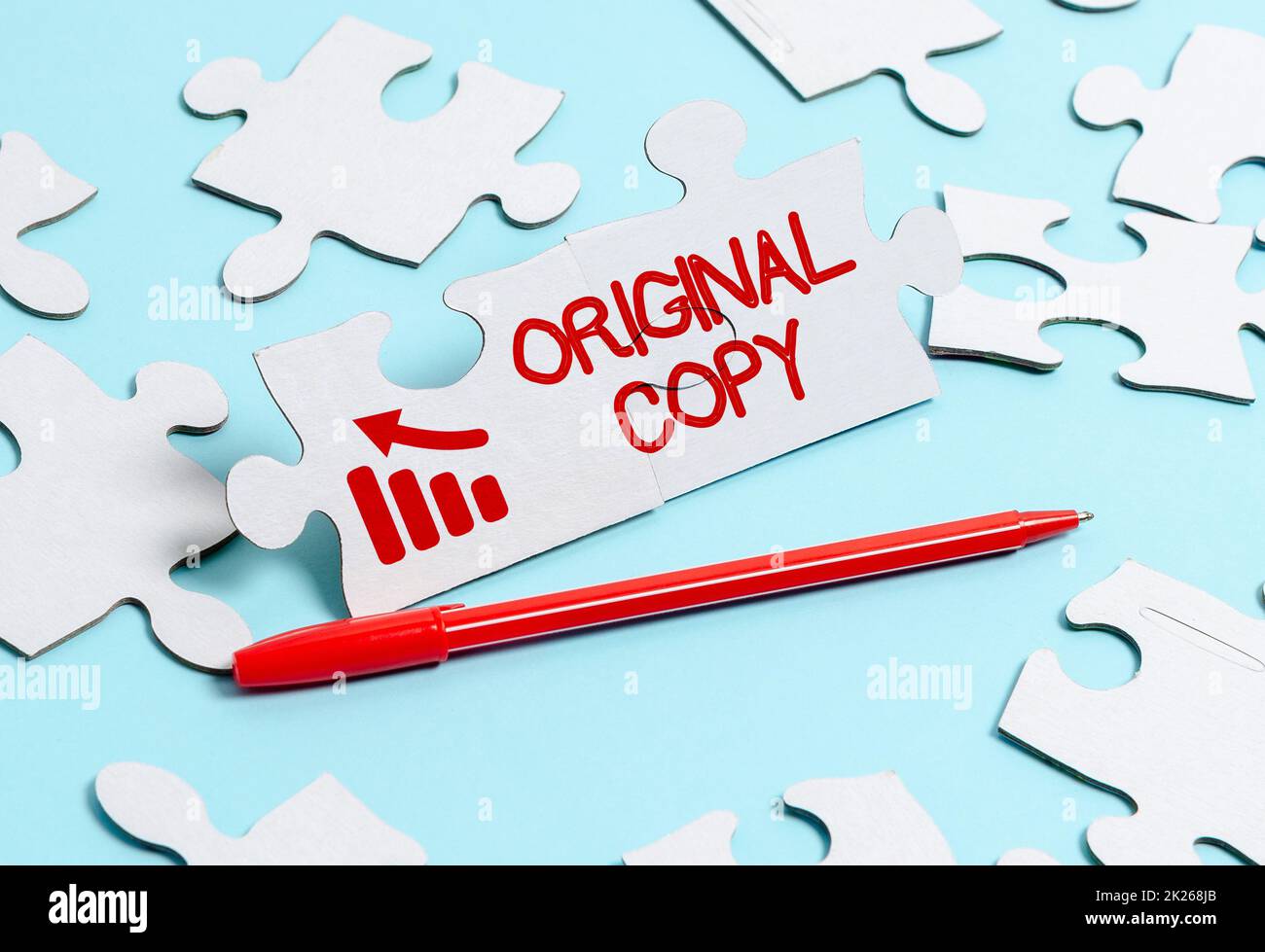 Légende de texte présentant la copie originale. Mot écrit sur le script ...