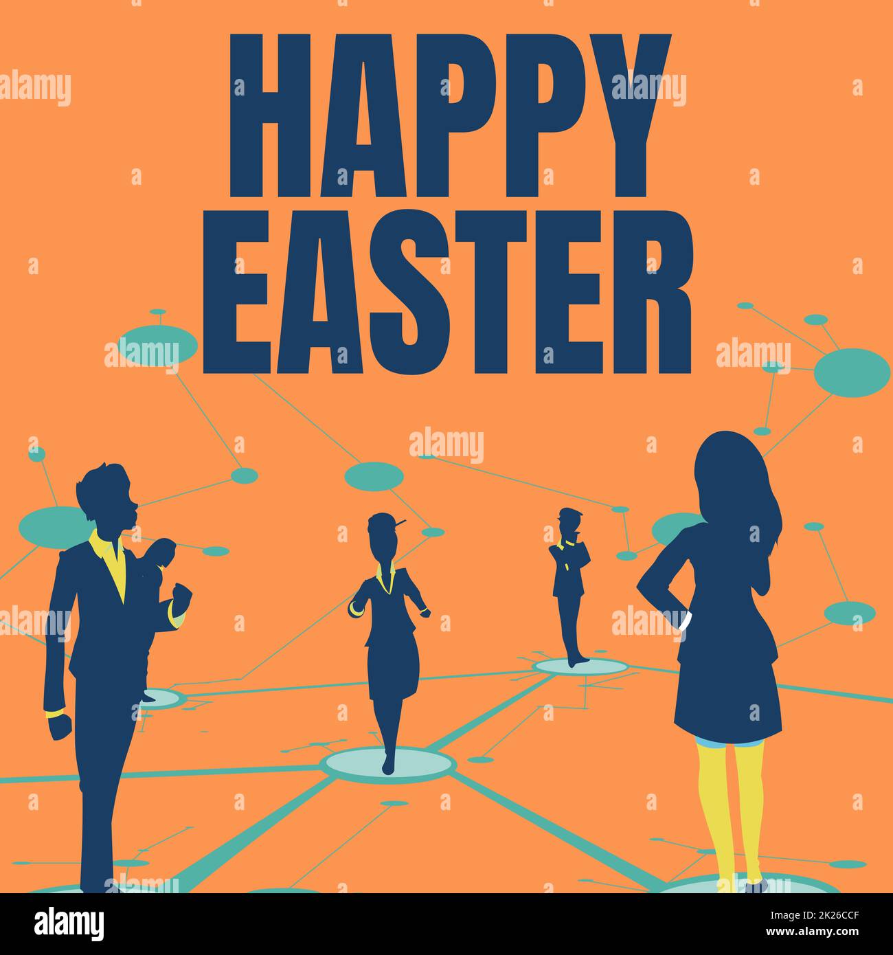 Signe écrit à la main Joyeuses Pâques. Mot écrit sur une célébration de ...