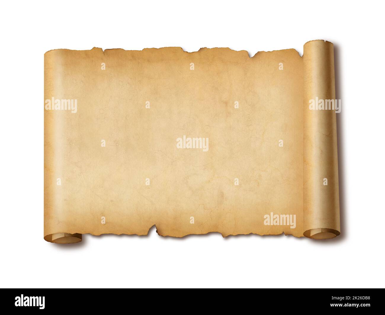 Feuille de papier médiévale ancienne. Rouleau parchemin horizontal ...