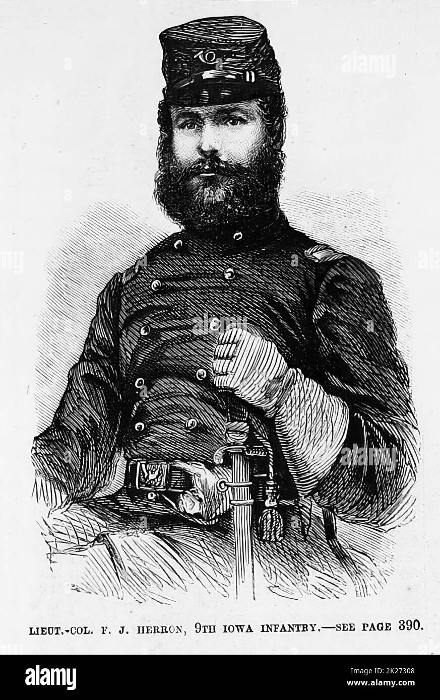 Portrait du lieutenant-colonel F. J. Herron, 9th Iowa Infantry. 1862 ...