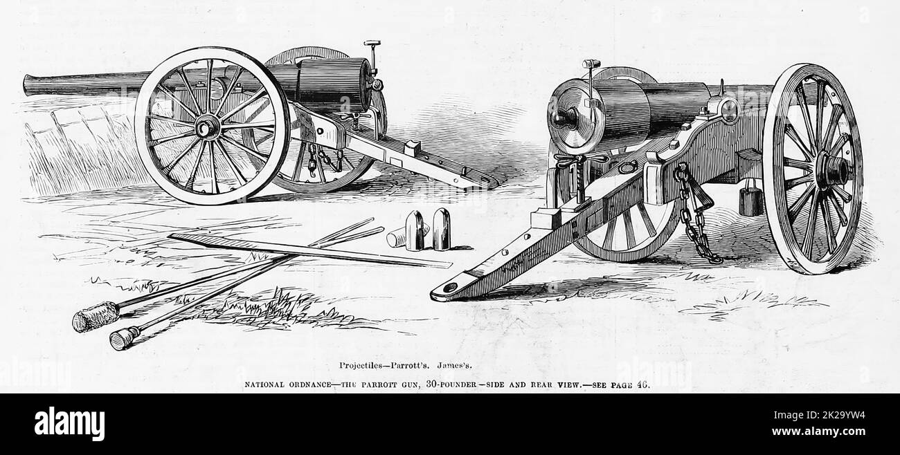 National Ordnance - le Parrott Gun, 30 limande - vue latérale et ...