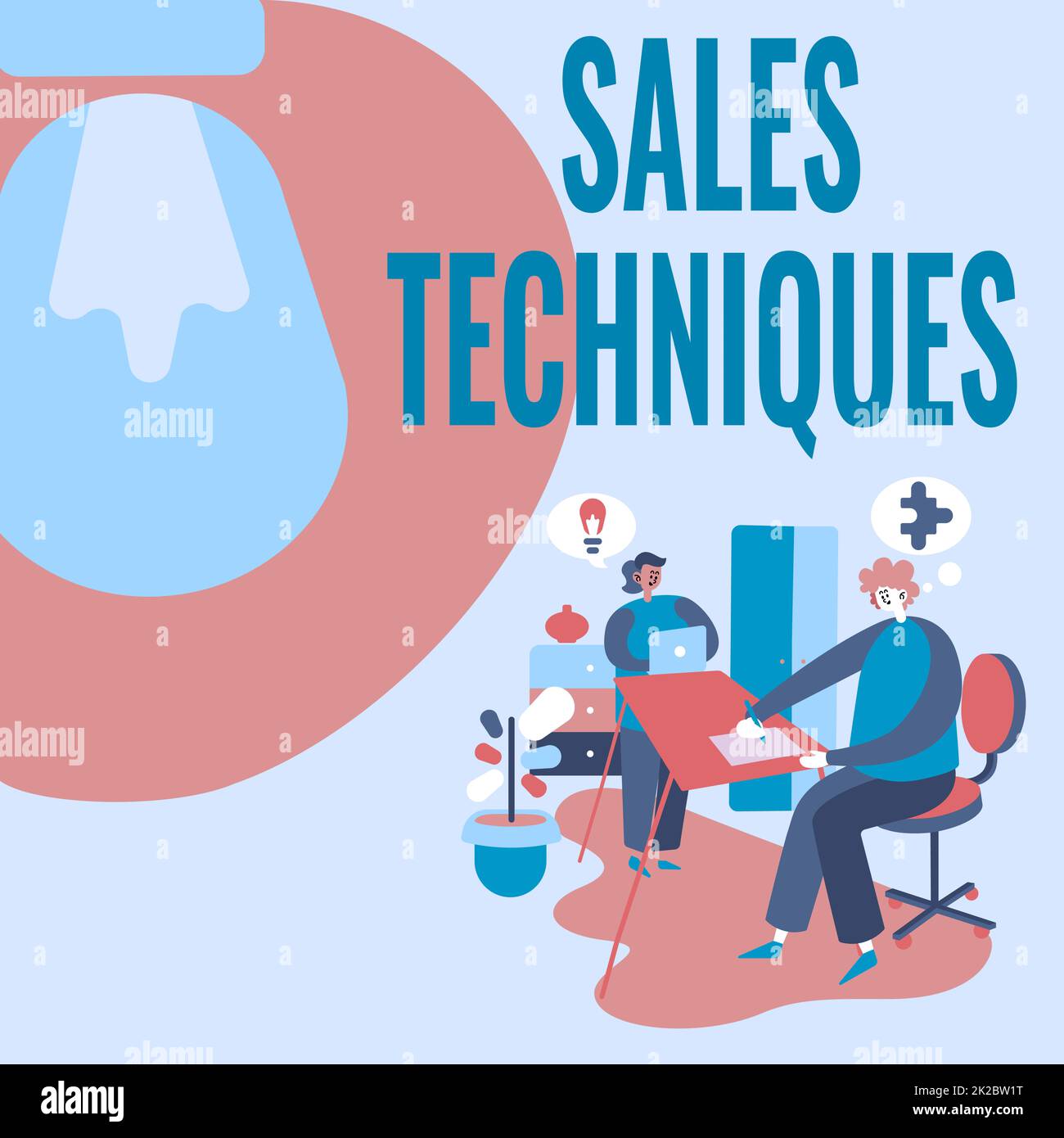 Légende présentant les techniques de vente.Méthodes photo conceptuelles utilisées par les ...