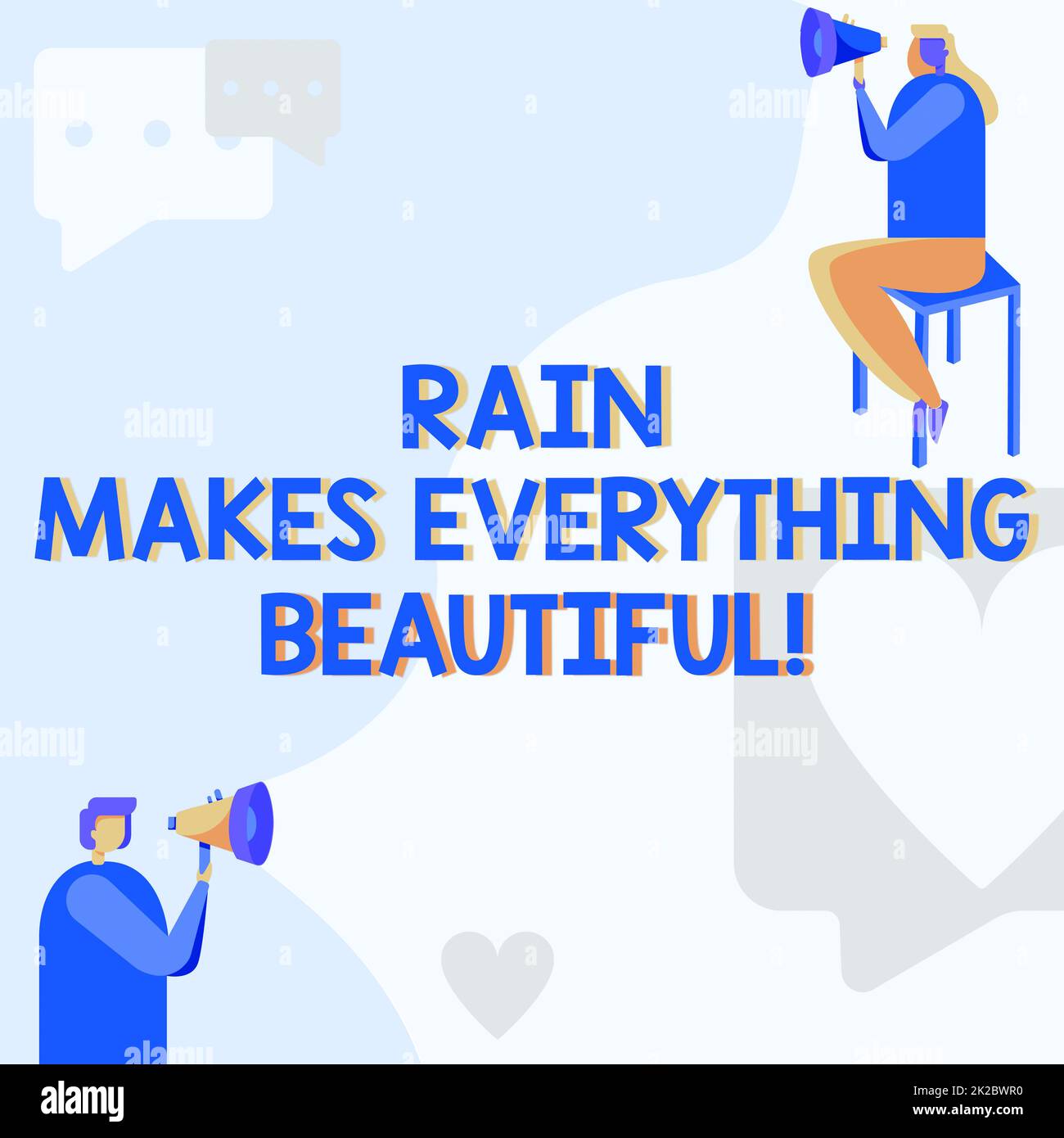 Signe d'écriture main Rain rend tout beau. Mot pour la pluie crée la ...