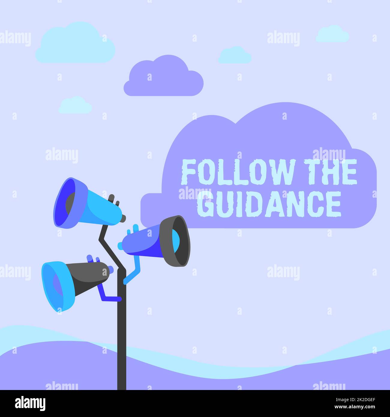 Inspiration montrant le panneau suivre le guide. Concept d'entreprise ...
