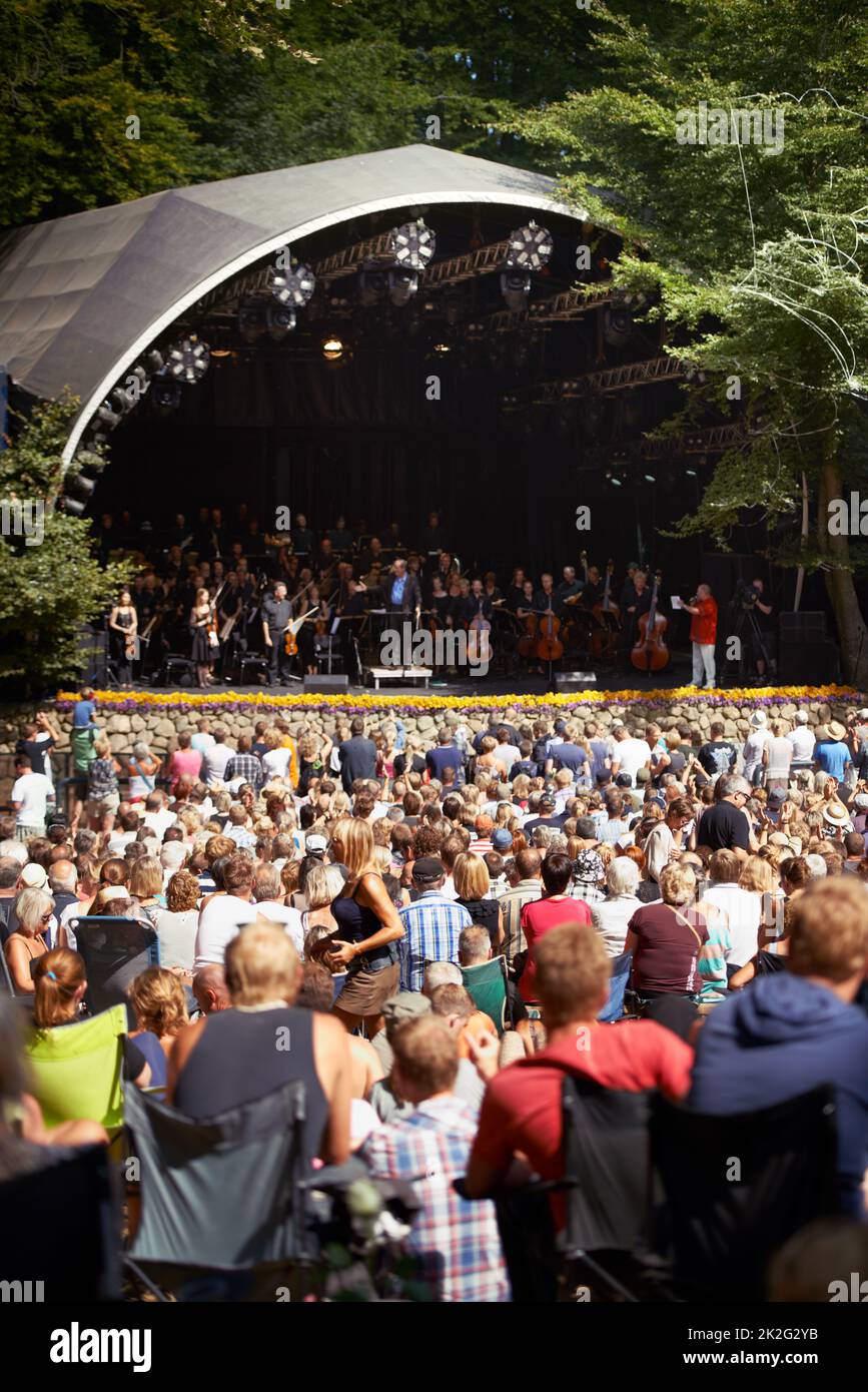 Foule en regardant la performance de la musique classique Banque de ...