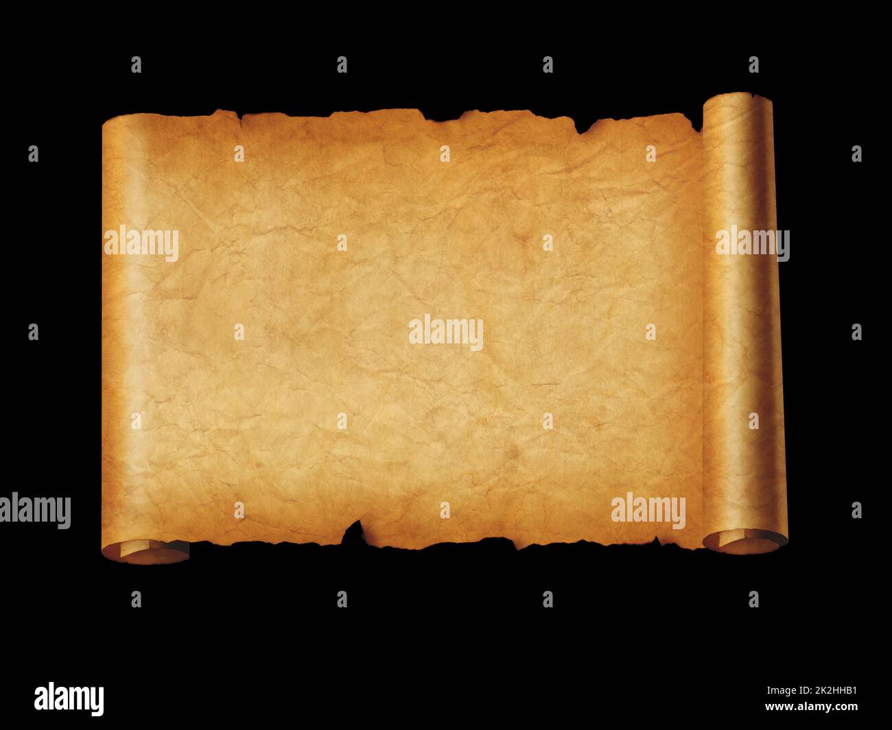 Feuille de papier médiévale ancienne. Rouleau parchemin horizontal ...