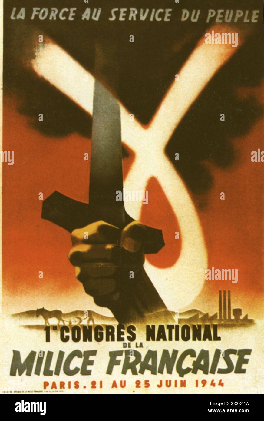 Affiche de propagande pour le congrès national 1st de la milice ...