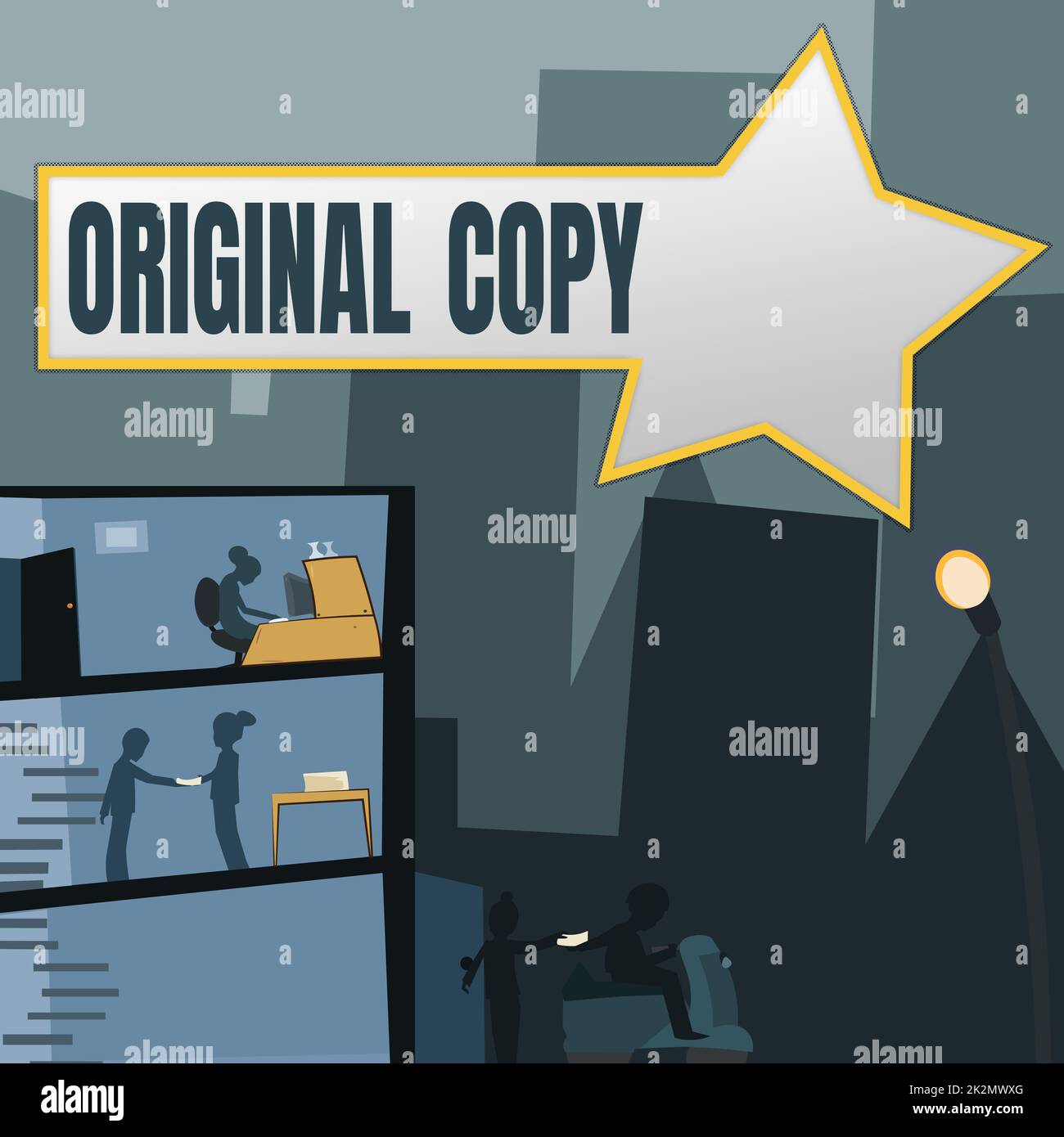 Légende de texte présentant la copie originale. Business concept script ...