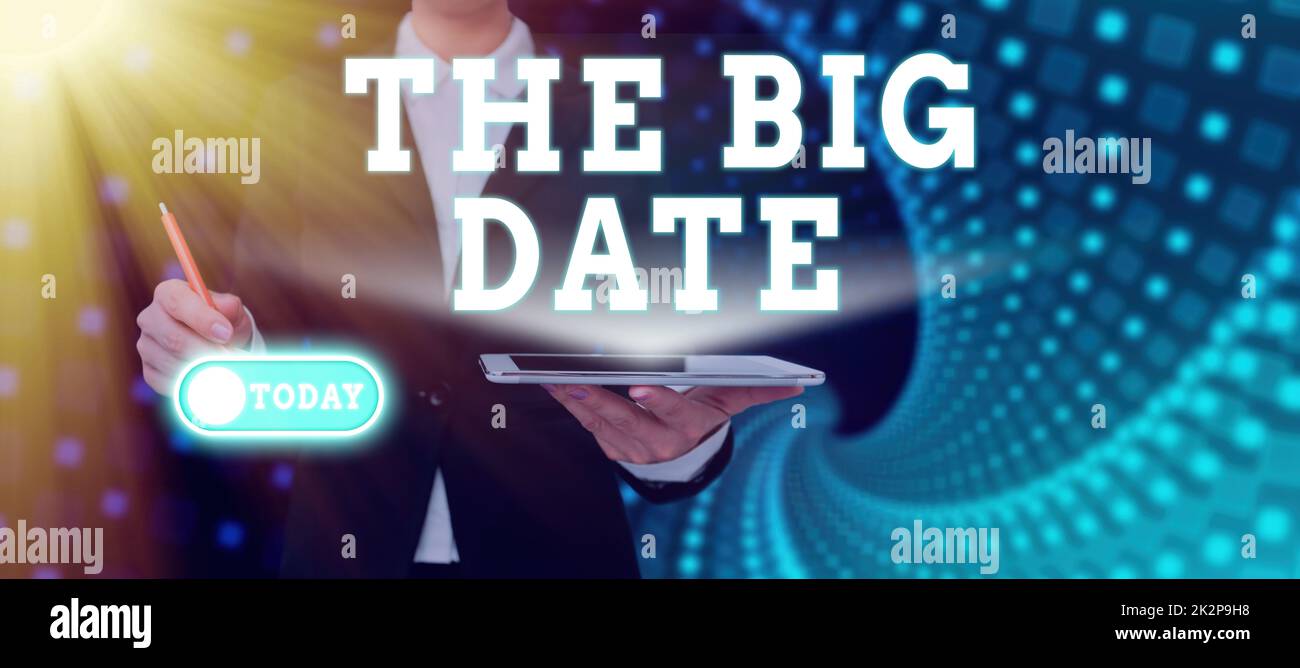 Affiche indiquant la grande date. Aperçu des affaires Journée ...