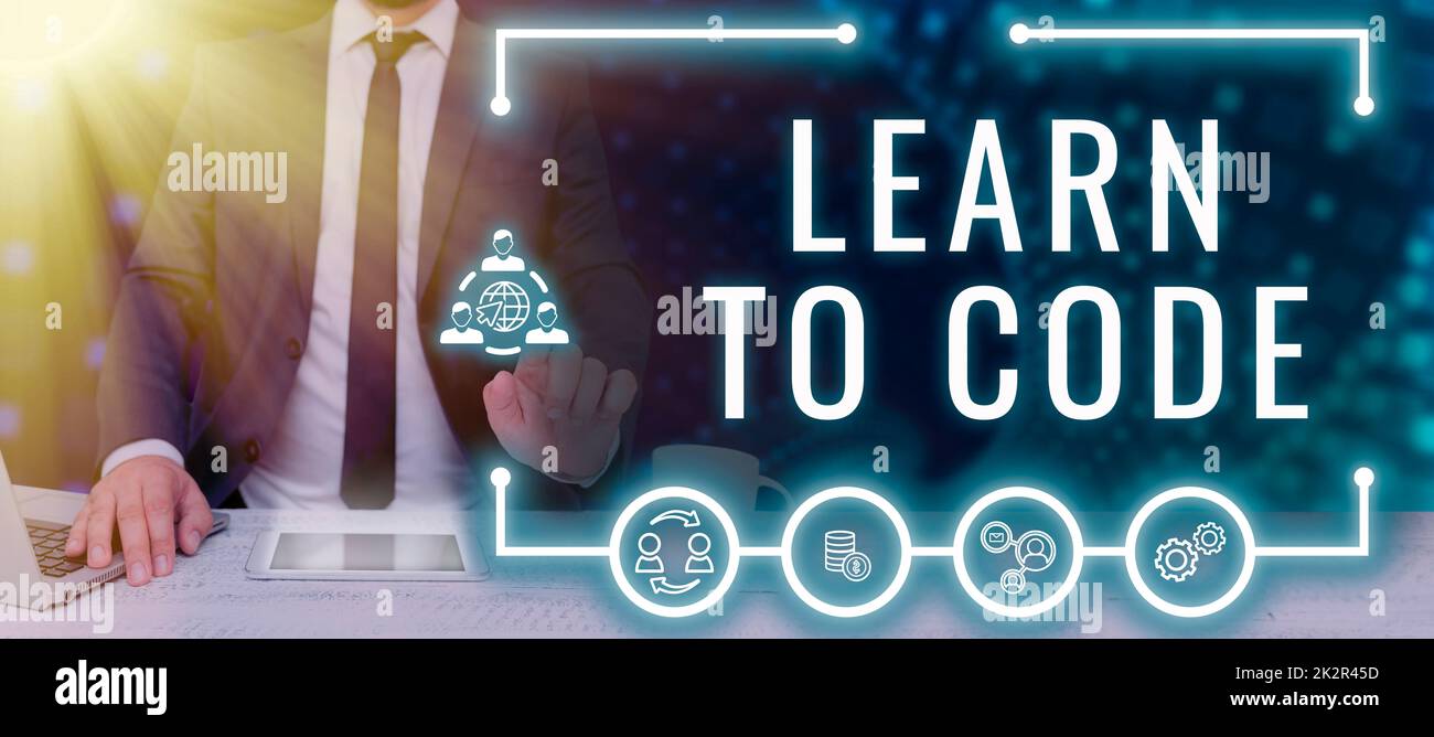 Inspiration montrant l'enseigne apprendre à code. Présentation de l ...