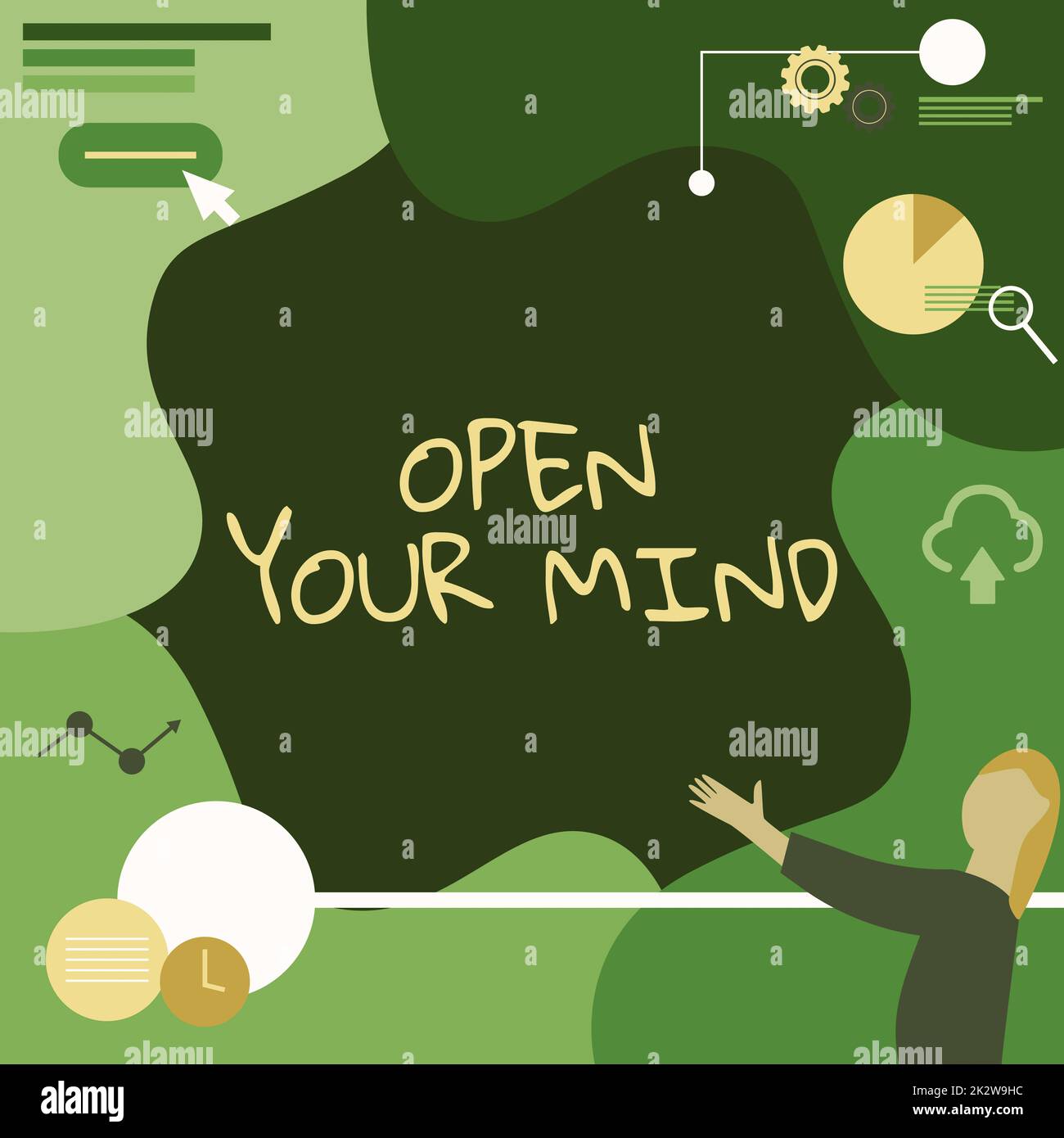 Affiche de texte Ouvrir votre esprit. Photo conceptuelle être ouvert ...