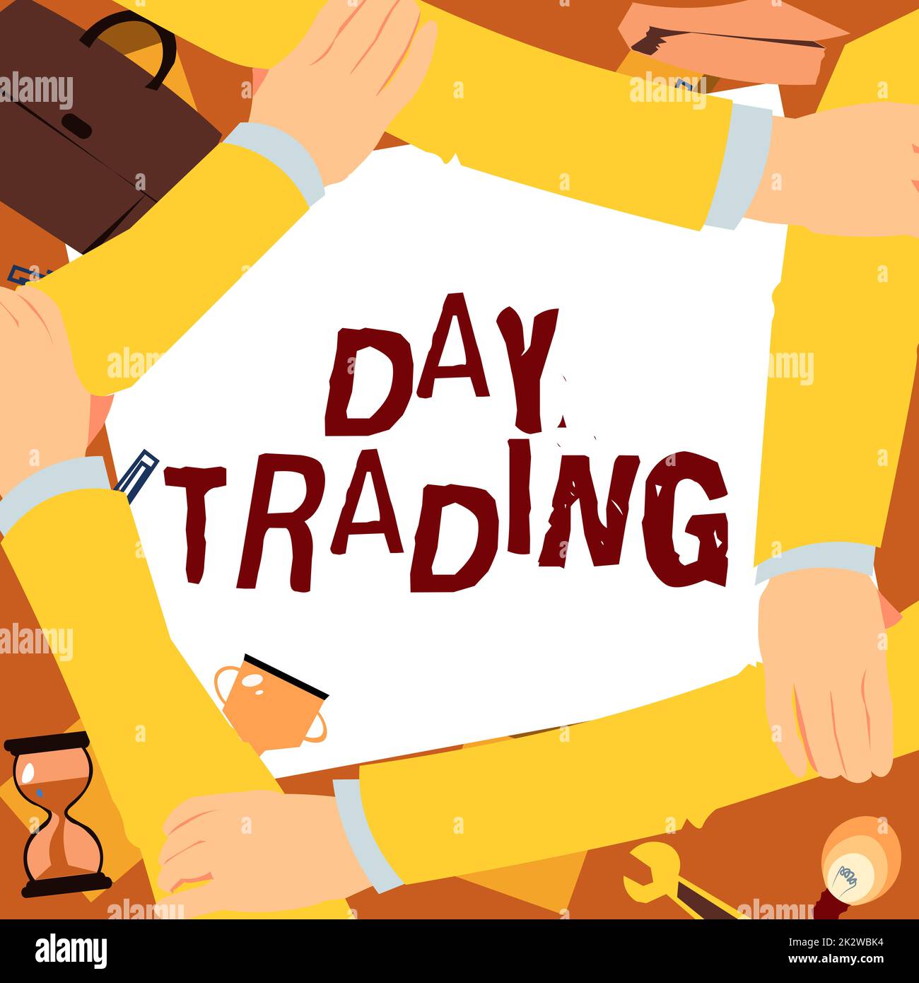 Signe d'écriture à la main Day Trading. Titres conceptuels de photo ...