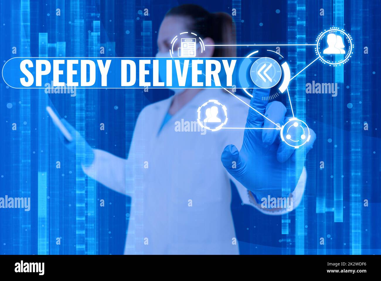 Légende de texte présentant Speedy Delivery. L'idée commerciale fournit des produits de manière ...