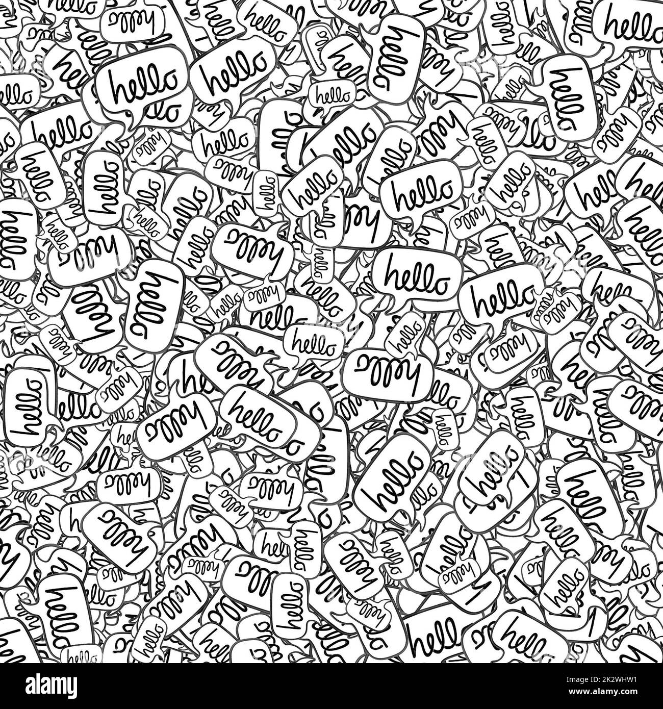 Motif aléatoire Hello Text motif Photo Stock - Alamy