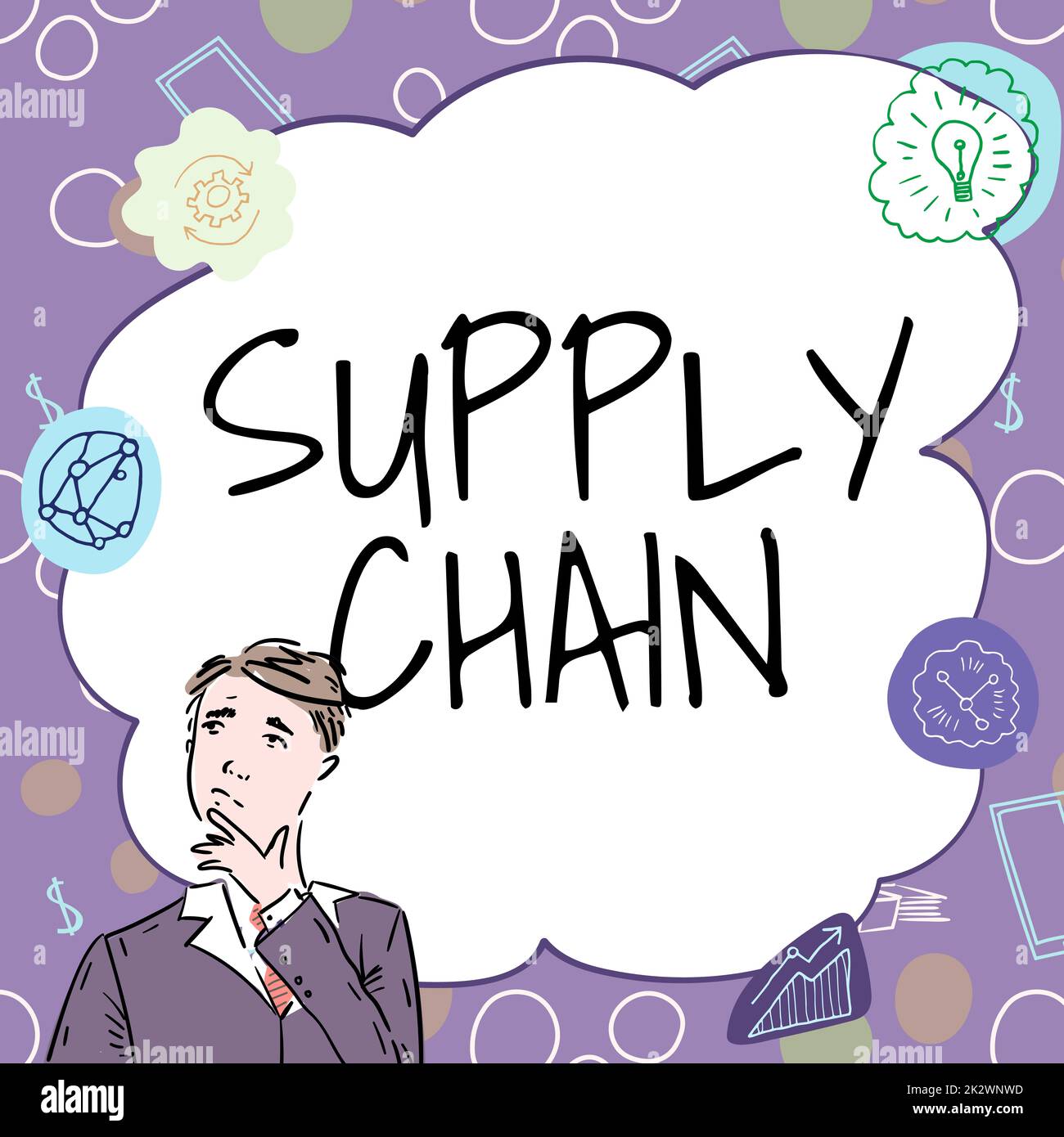 Affichage conceptuel chaîne logistique. Mot écrit sur le système d ...