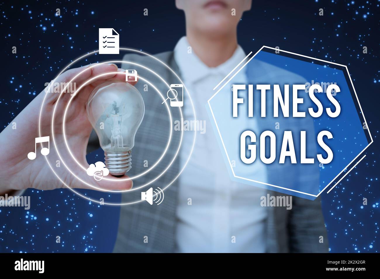 Inspiration montrant l'enseigne objectifs de forme physique. Business ...