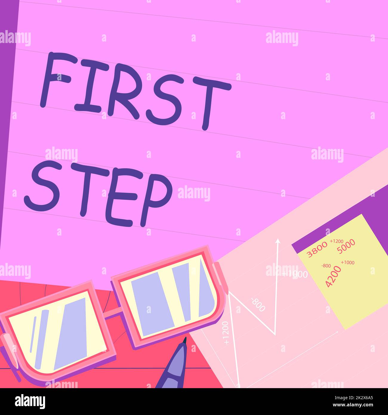 Affiche manuscrite First Step. Concept signification relative au début ...