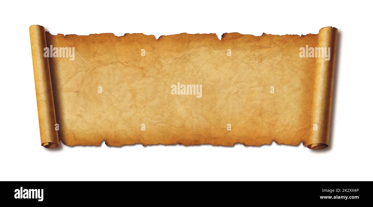 Ancienne banderole horizontale papier. Rouleau parchemin isolé sur ...