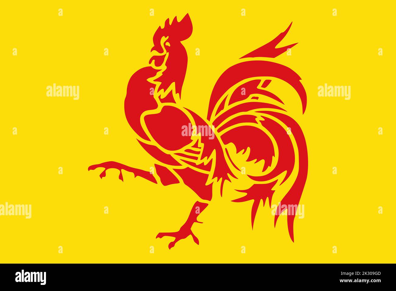 Drapeau vectoriel de la région Wallonie en Belgique dans les couleurs ...