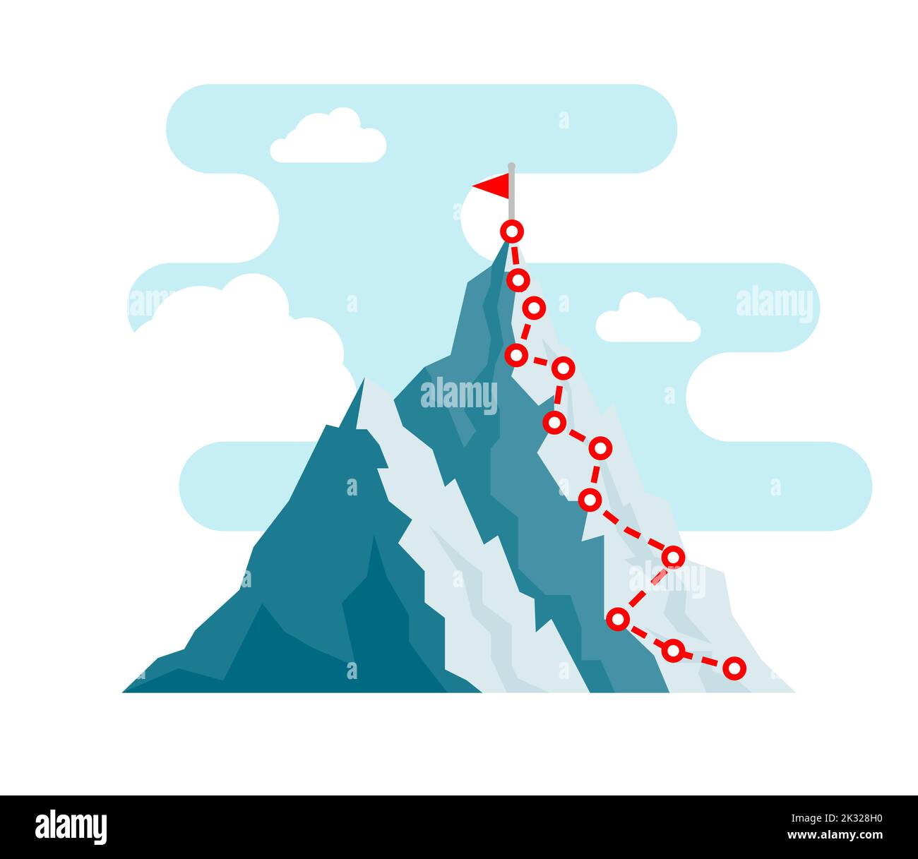 Infographie sur la base du parcours du défi Mountain Climb Path. Carte ...