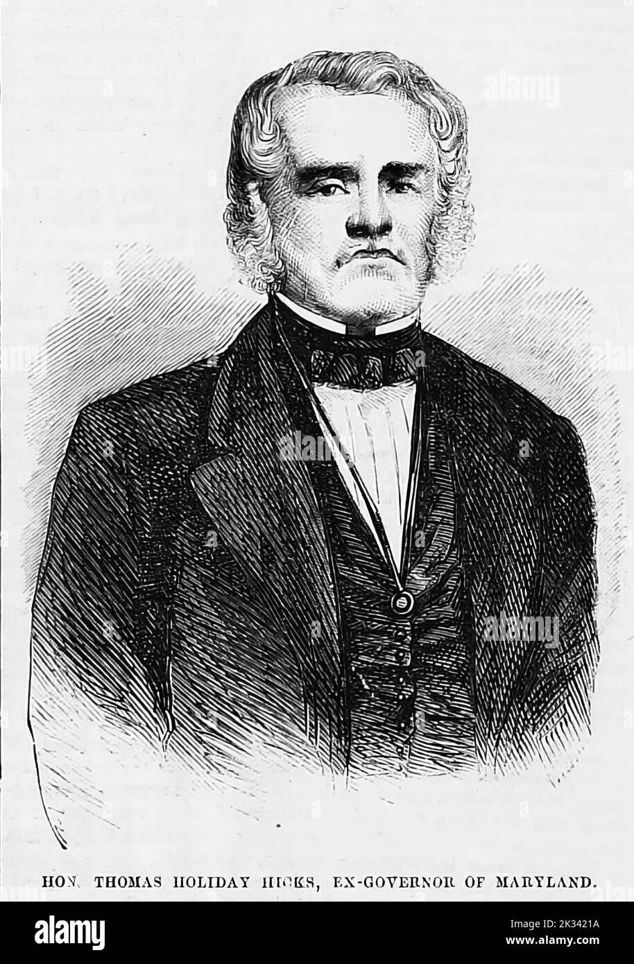 Portrait de Thomas Holliday Hicks, ancien gouverneur du Maryland. 1862 ...