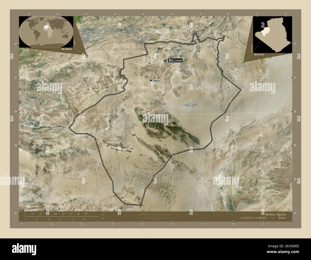 Bechar, province d'Algérie. Carte satellite haute résolution. Lieux et ...