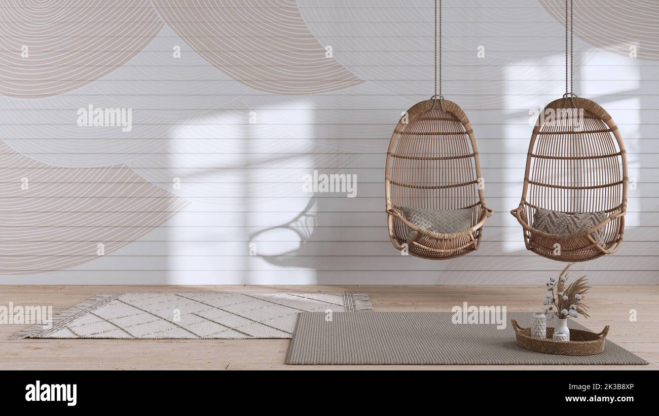 Décoration intérieure de style japonais dans les tons blanc et beige ...