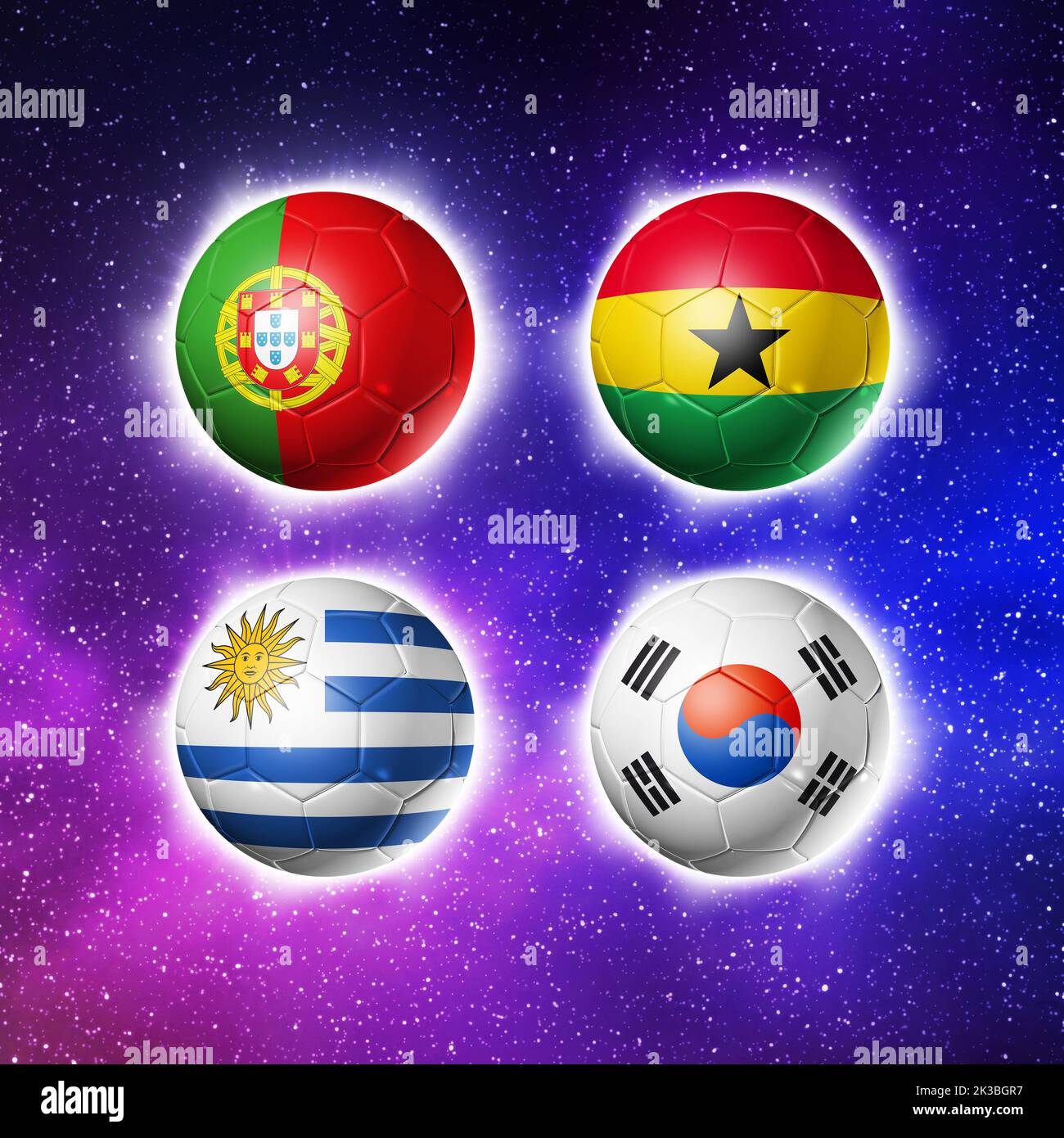 Ballons de football avec drapeaux des équipes du groupe H, concours de ...