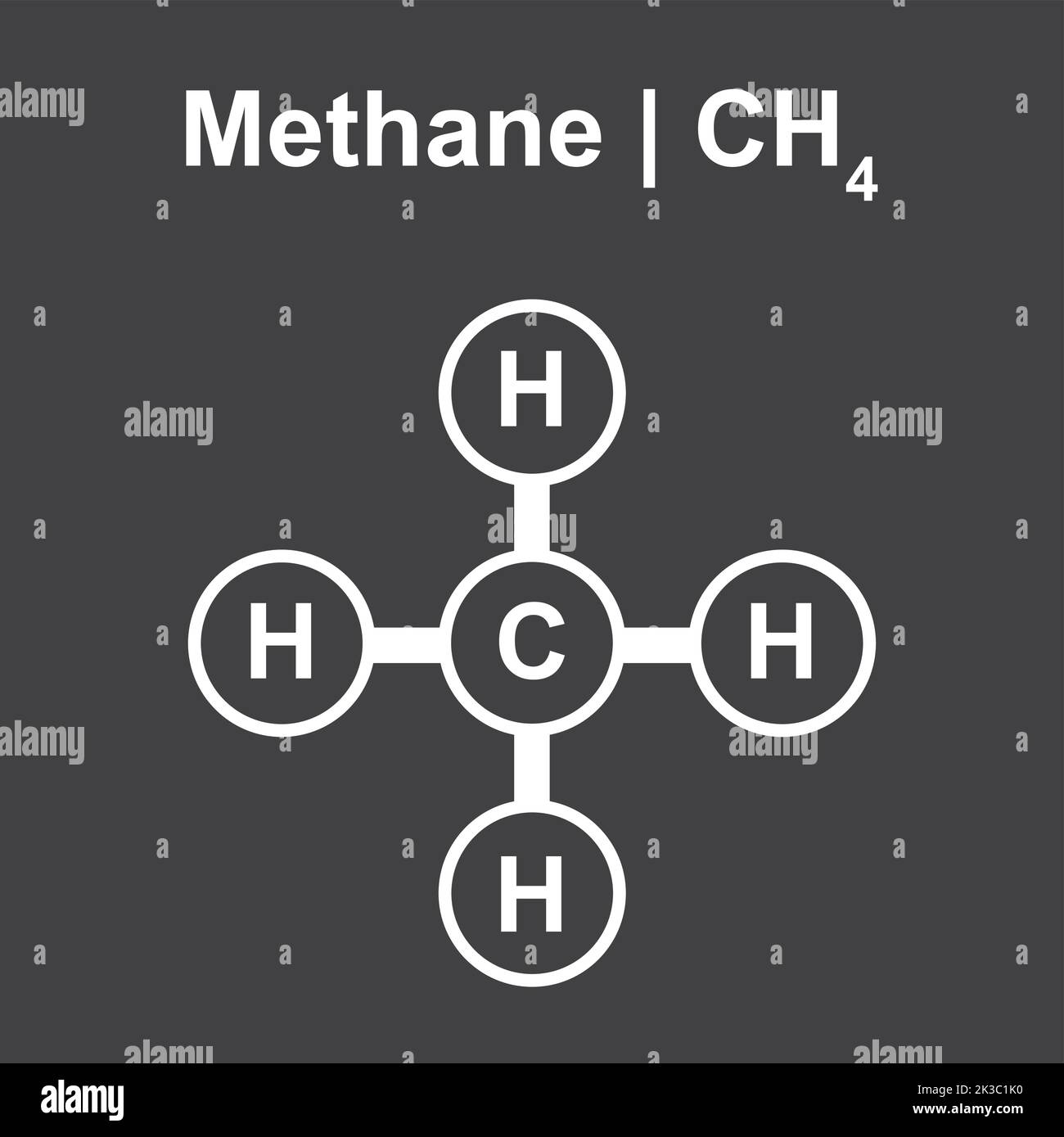 Modèle moléculaire de la molécule de méthane (CH4). Illustration ...