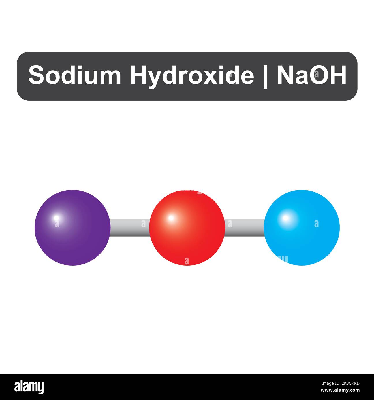 Modèle moléculaire de la molécule d'hydroxyde de sodium (NaOH ...