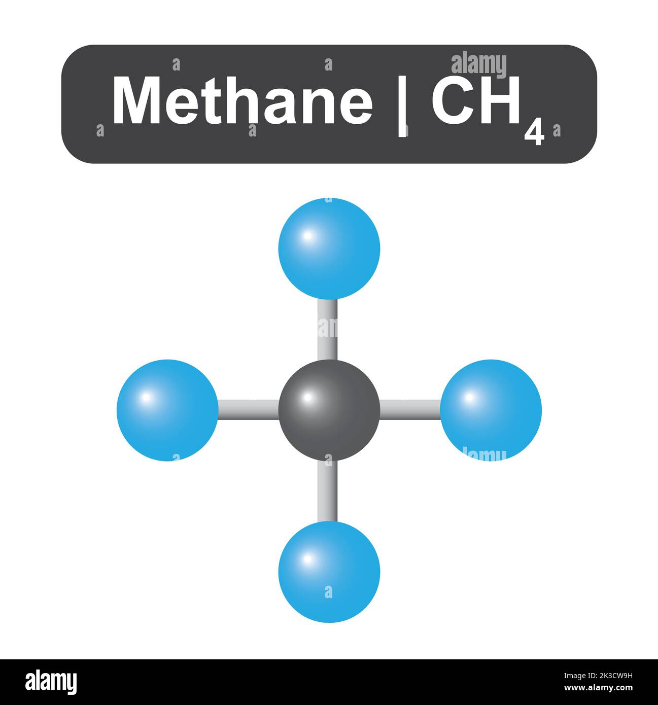 Modèle moléculaire de la molécule de méthane (CH4). Illustration ...