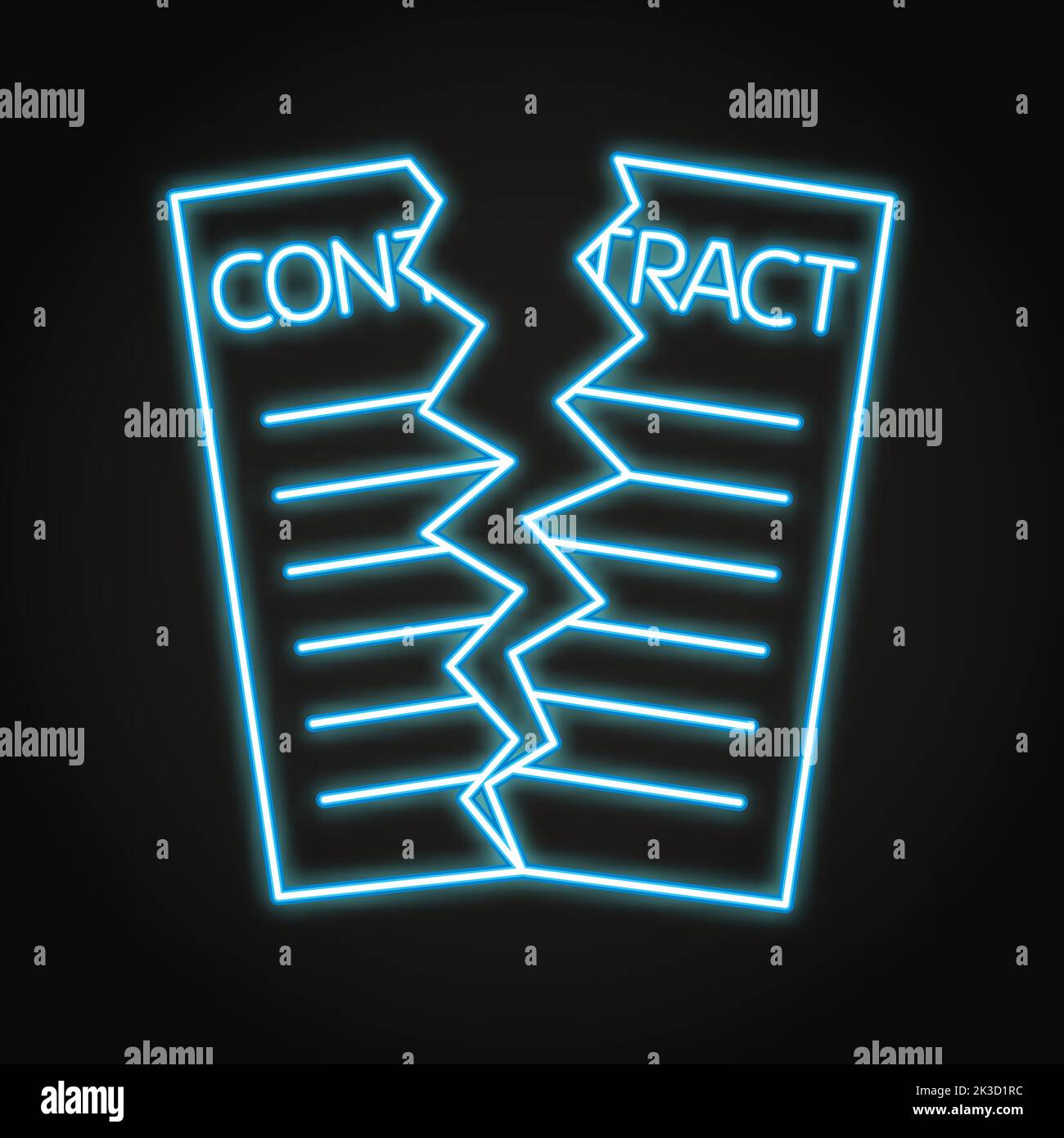 Icône néon de rupture de contrat en style de ligne. Symbole de ...