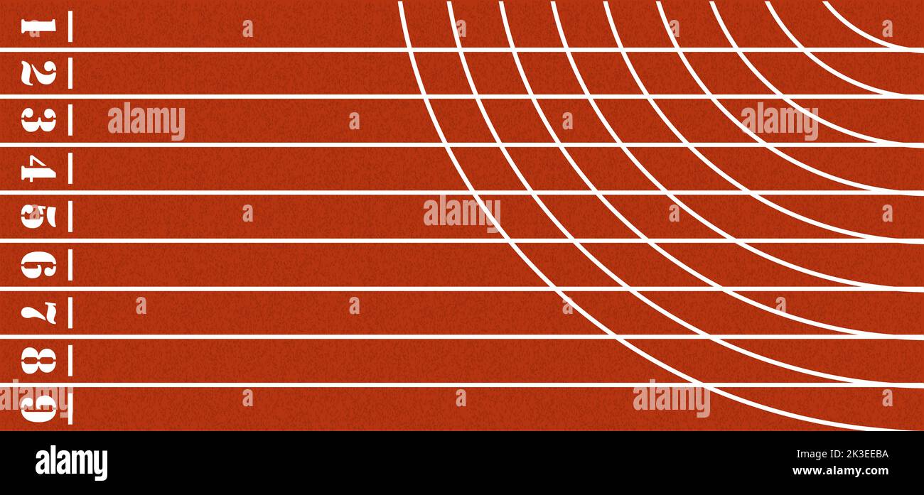 Piste de course à pied de dessin animé avec numéros de voie ou de piste ...