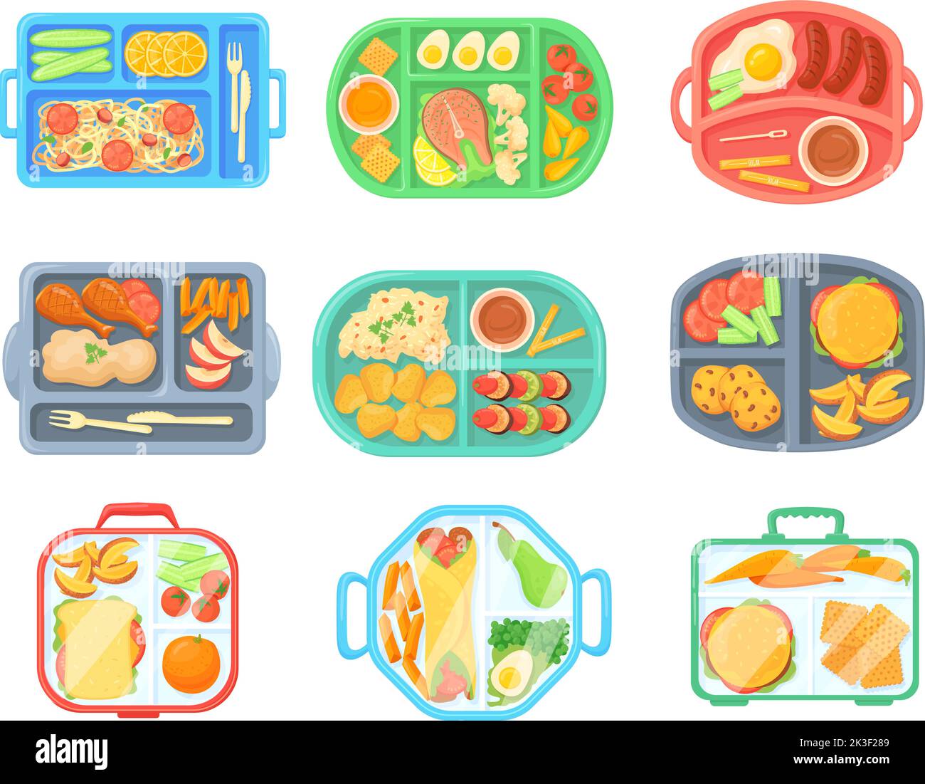 Plateaux repas scolaires. Plateau à déjeuner avec menu de cafétéria ...