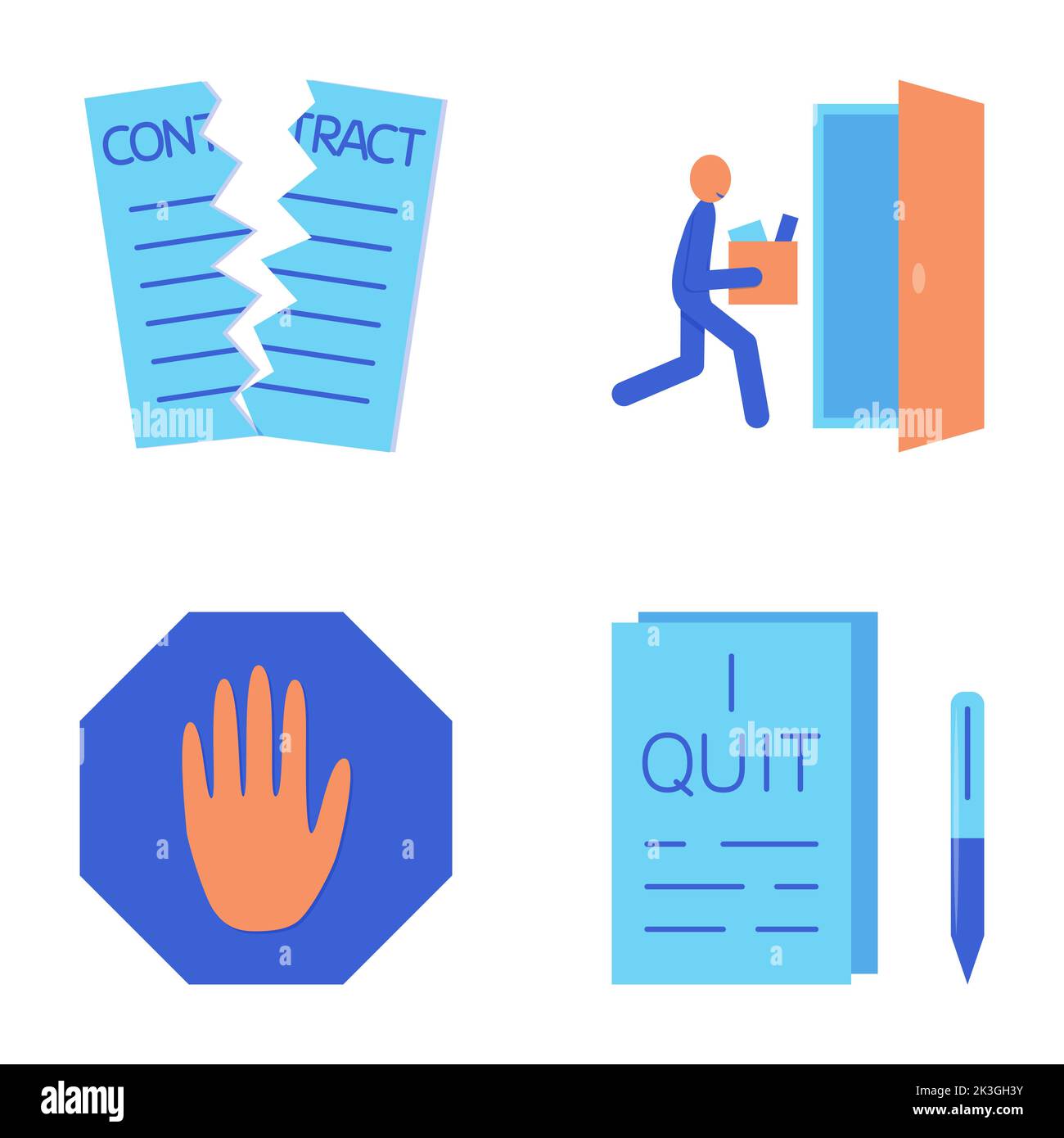 Icône de fermeture de travail définie dans le style déplié. Symboles de ...