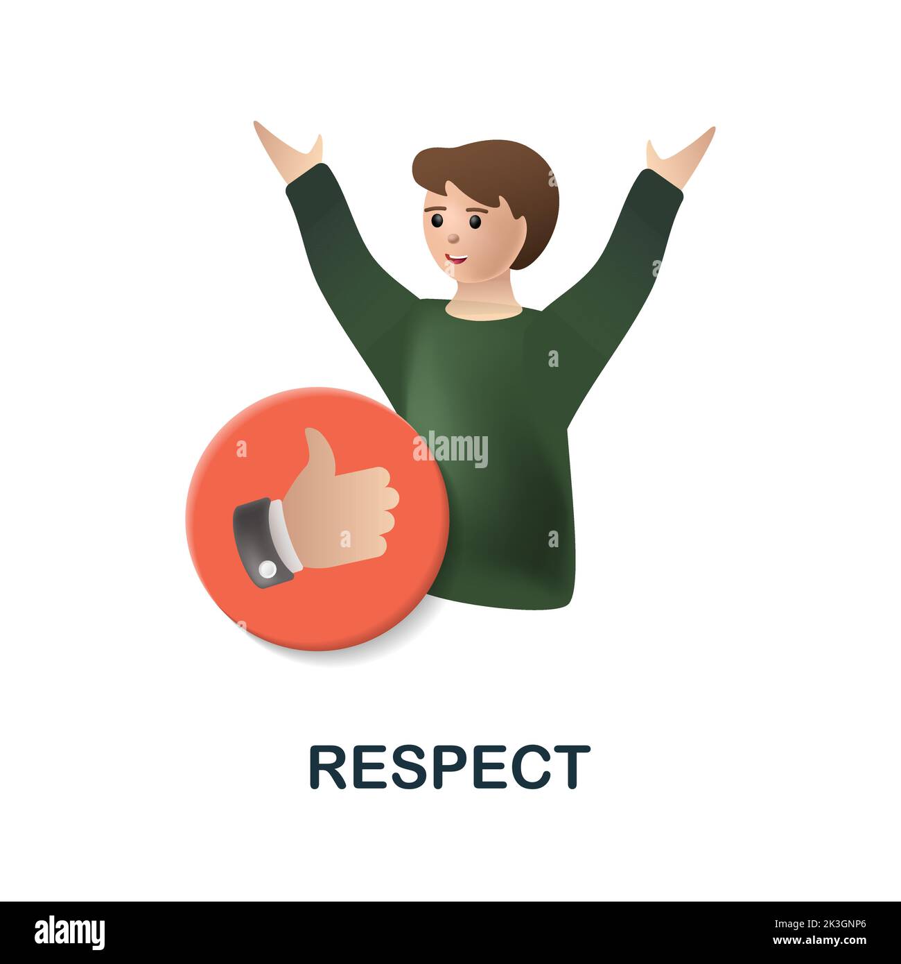 Icône respect. 3d illustration de la collection de valeur de l'entreprise. Icône Creative ...