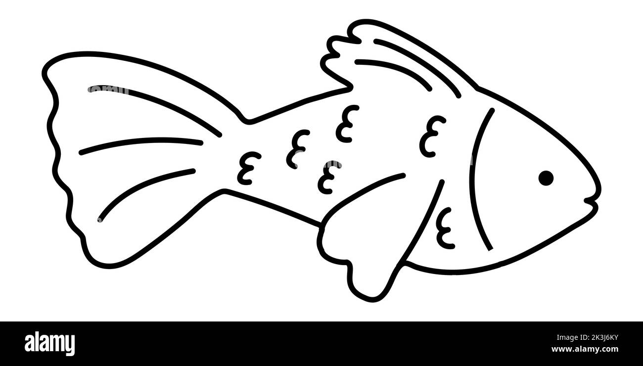Poisson en forme de doodle dessiné à la main. Illustration vectorielle ...