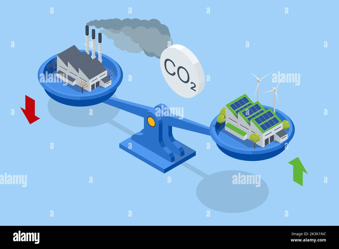Cheminées industrielles isométriques à forte fumée causant la pollution ...