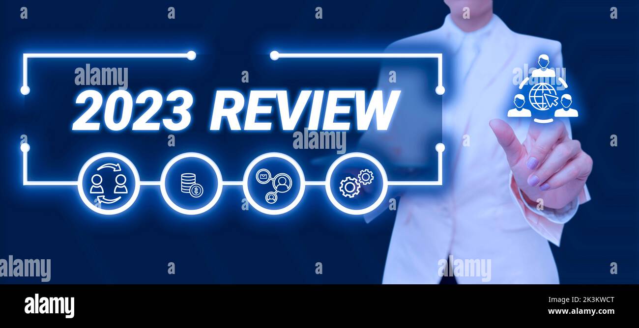 Panneau de texte indiquant 2023 Review. Mot pour voir les événements ...