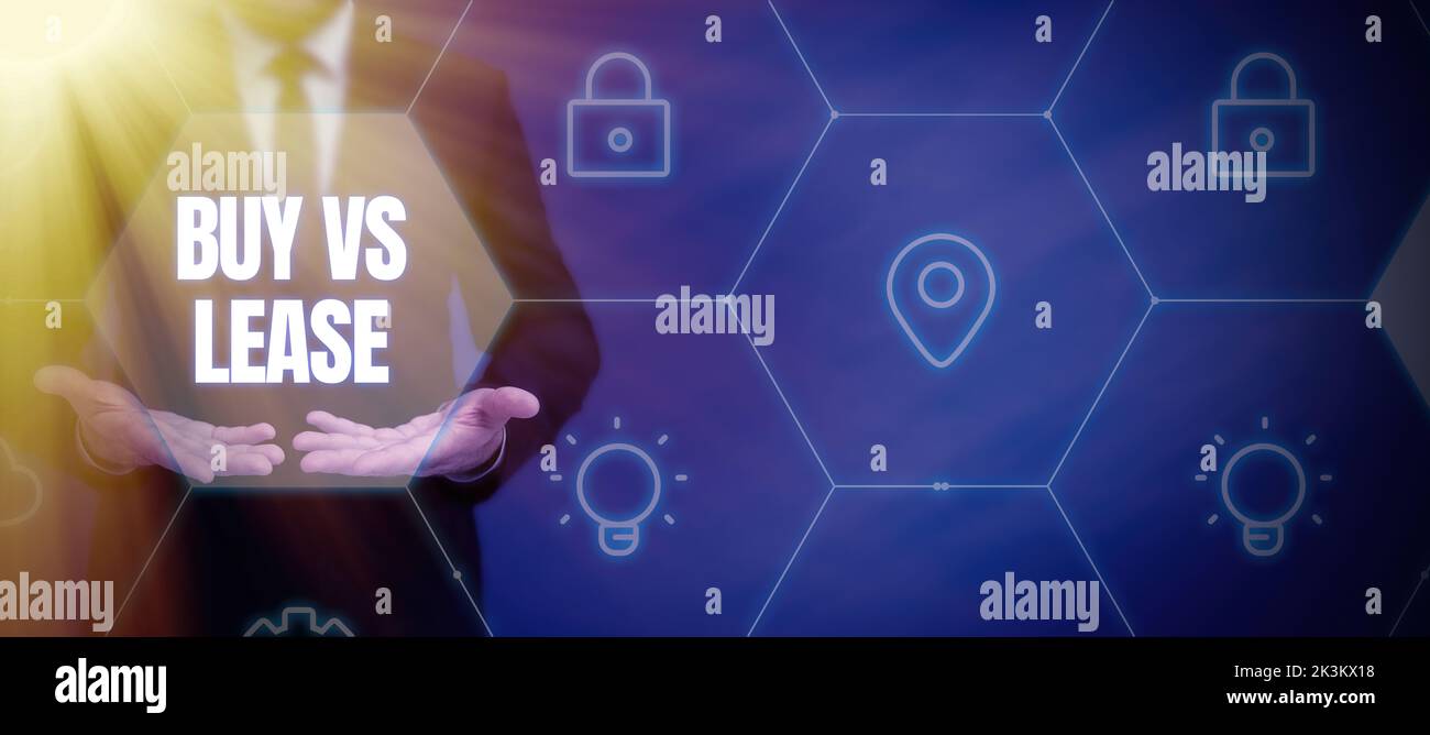 Légende du texte présentant achat vs Location. Concept signifiant propre quelque chose contre ...