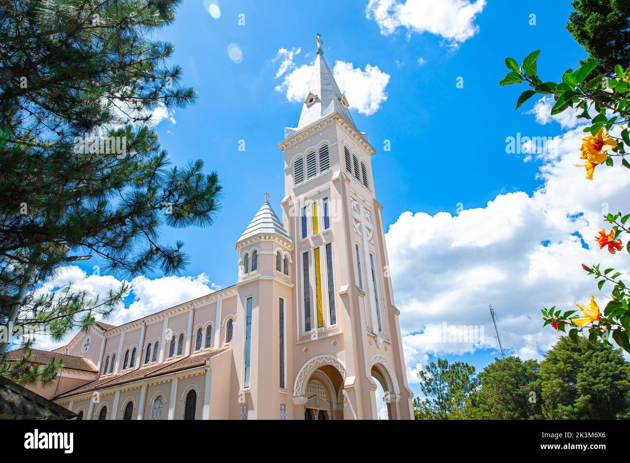 Cathédrale Saint-Nicolas (église de poulet) à Da Lat Vietnam avec fond ...