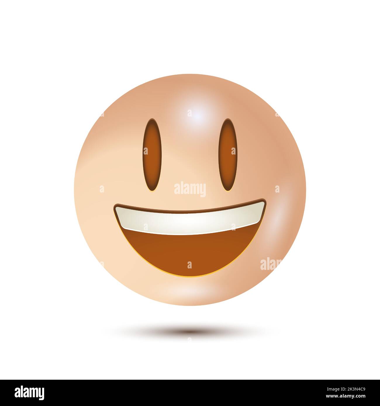 Visage souriant avec de grands yeux. Émoticône jaune drôle. Emoji ...