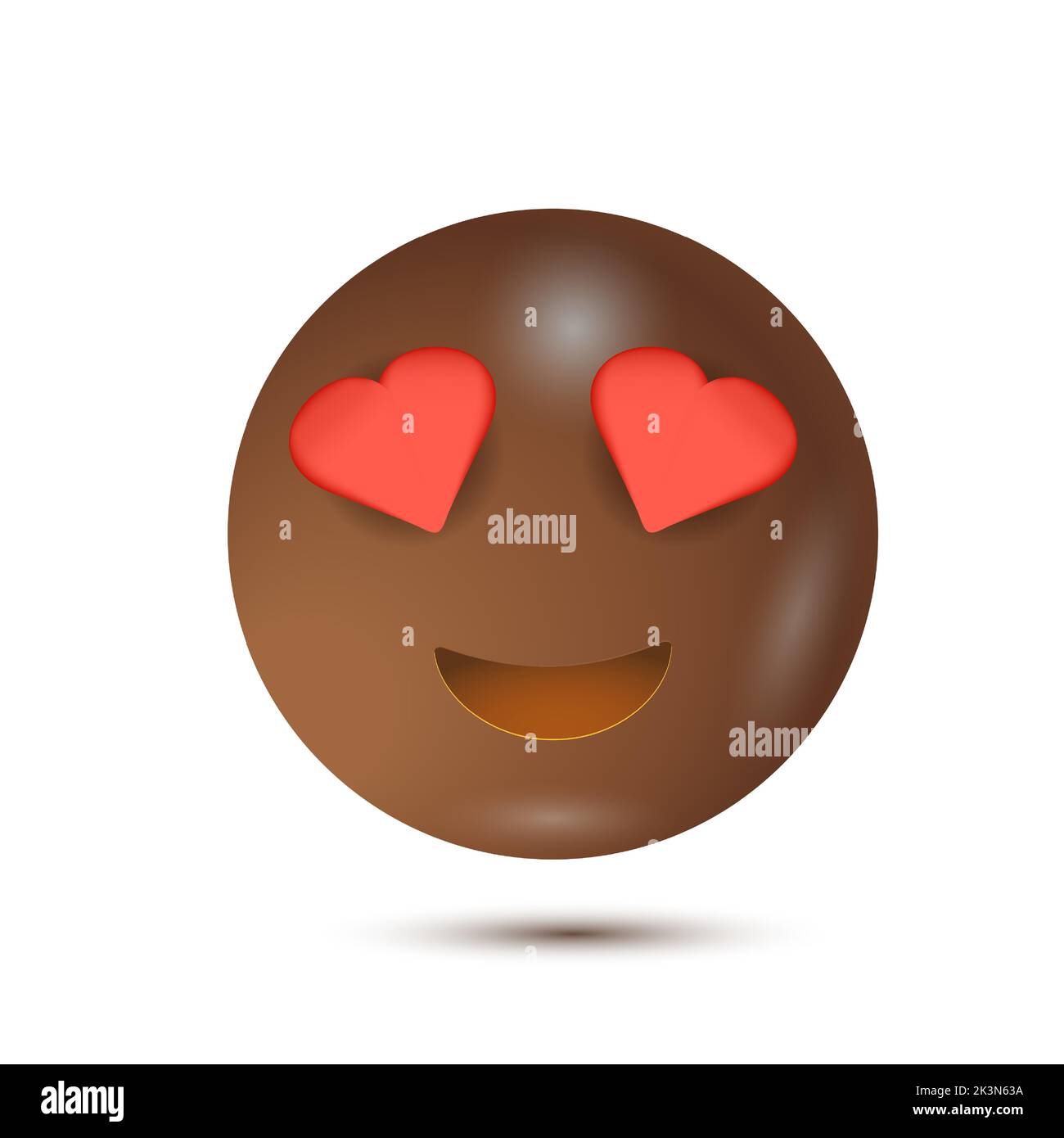 Cœur yeux. 3D icône vectorielle stylisée. Motif émoticône souriant. 3D ...