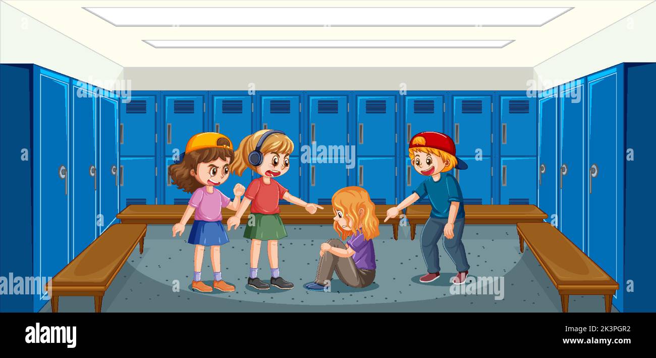 Intimidation scolaire avec illustration des personnages de dessin animé ...