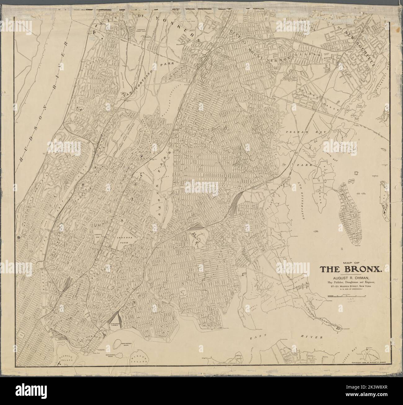 Carte du Bronx. Incluant une partie des Yonkers, Mount Vernon et New ...