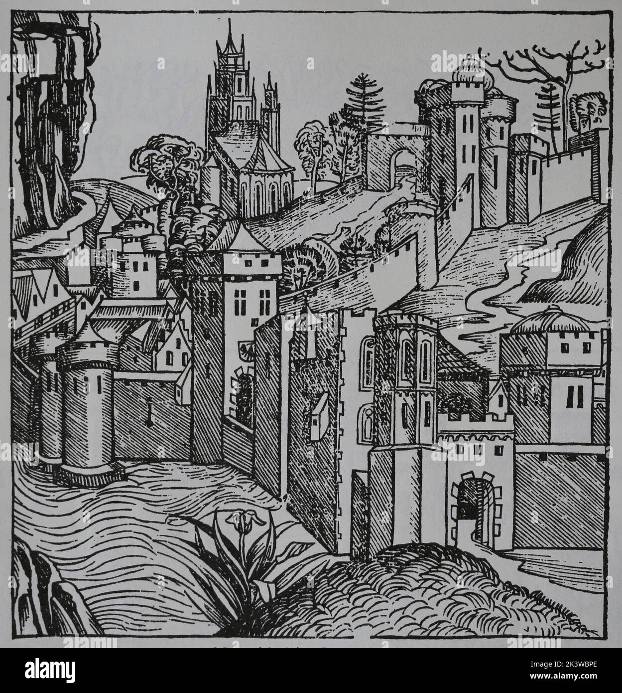 Ville médiévale gravure Banque de photographies et d’images à haute ...