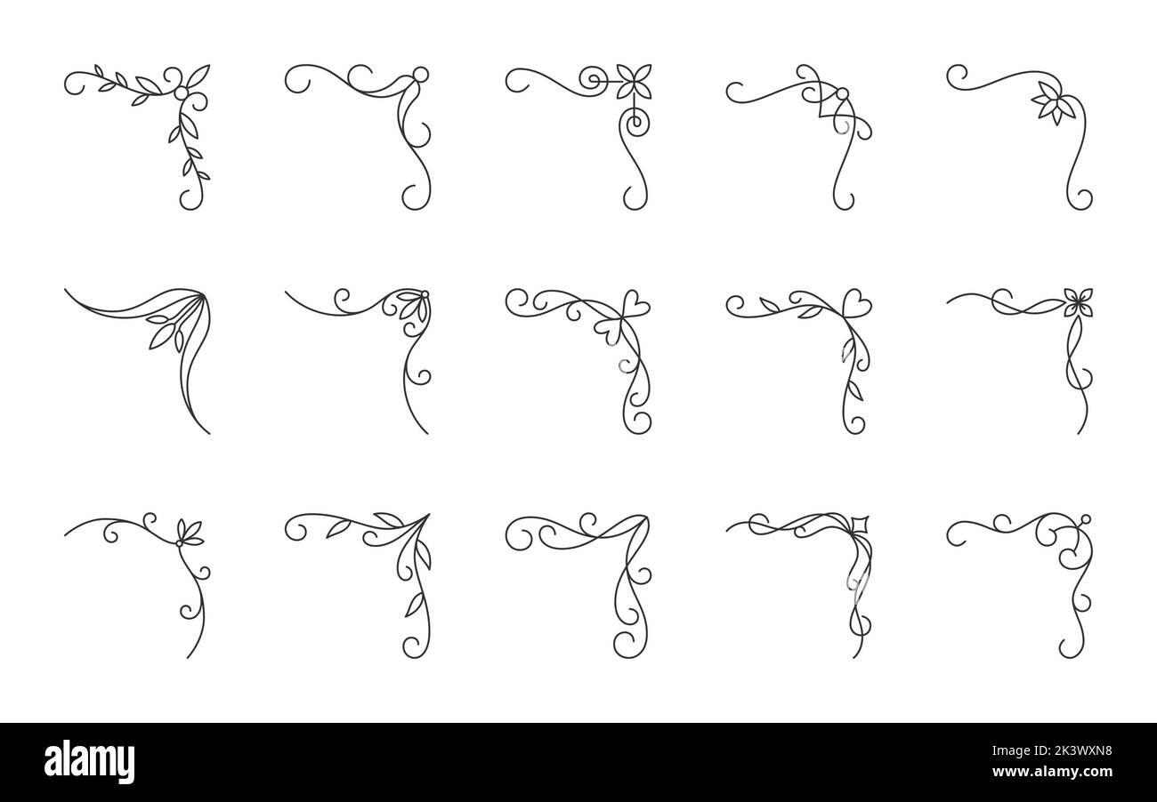 Cadre d'angle, élément de design calligraphique décoratif en ligne ...