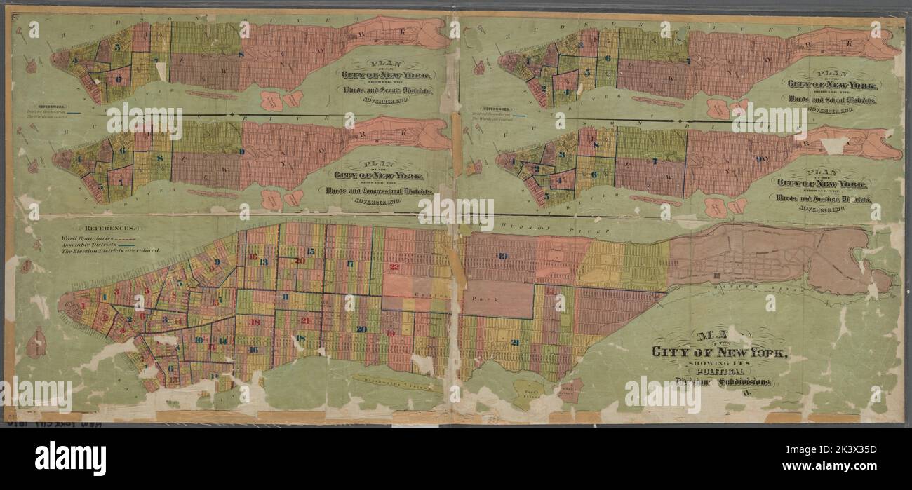 Carte de la ville de New York, montrant ses divisions et subdivisions ...